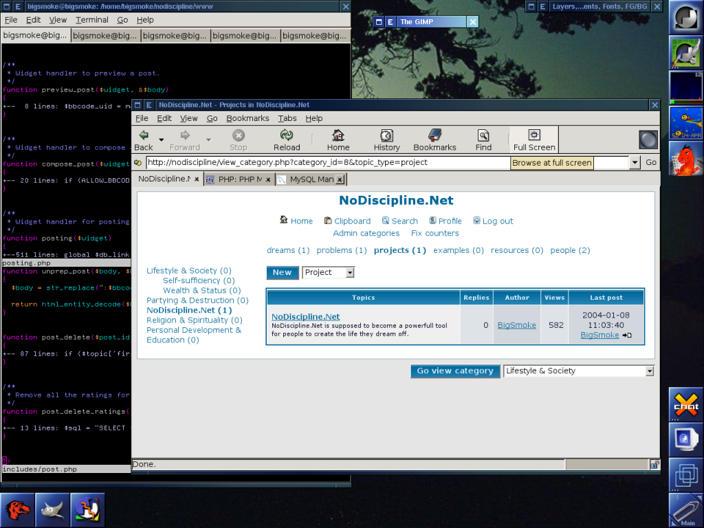 Old Window Maker screenshot from April 2004 – BigSmoke